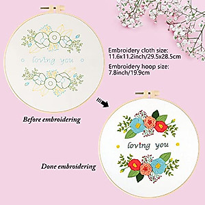 Fanquer Embroidery Kit for Adults 2 Pack Cross Stitch Kits with Pattern Beginners Hoops Needles & Color Threads Needlepoint Supplies Beginners, Multicolor