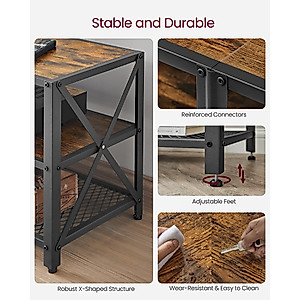 VASAGLE TV Stand, TV Console for TVs Up to 65 Inches, TV Table, 55.1 Inches Width, TV Cabinet with Storage Shelves, Steel Frame, for Living Room, Bedroom, Rustic Brown and Black ULTV094B01