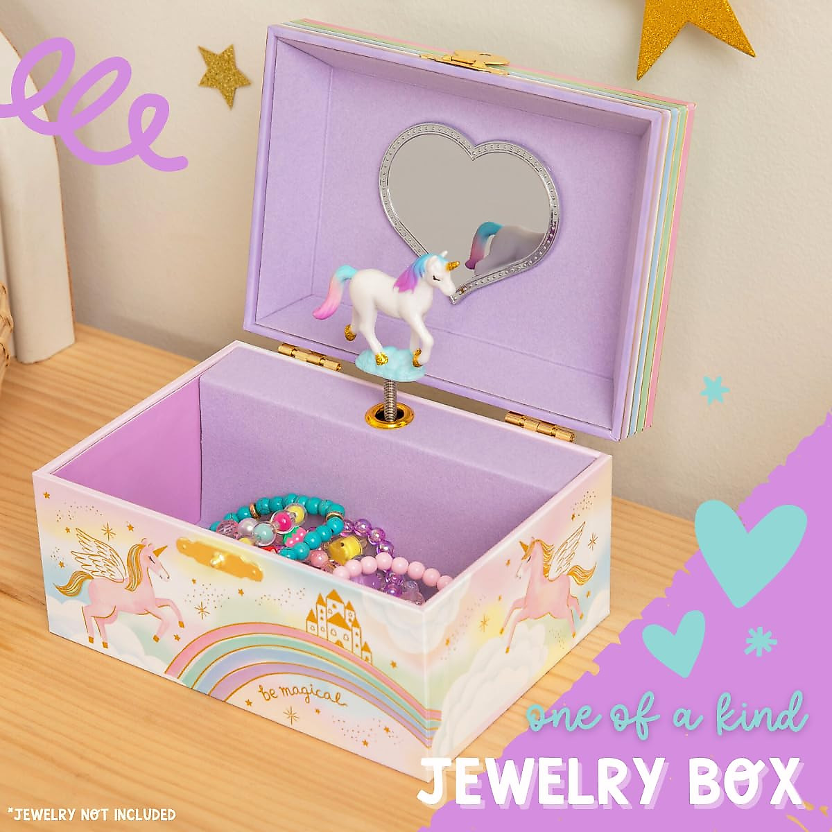 Giggle & Honey Musical Unicorn Jewelry Box for Girls - Kids Jewelry Box with Spinning Unicorn, Unicorn Gifts for Girls, Unicorn Toys - 6 x 4.7 x 3.5 in