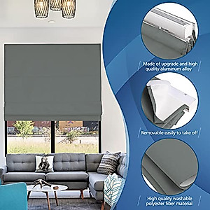 SUNFREE Cordless Roman Shades for Windows, Blackout Room Darkening Roman Blinds, Thermal Insulated Window Blinds Treatment, Washable Roman Blind for Living Room, Bedroom, Kitchen, 34" x 64", Grey