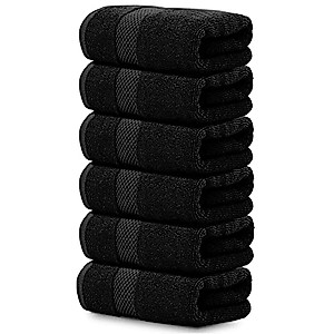 White Classic Luxury Hand Towels | 6 Pack Luxury Cotton Washcloths | 12 Pack Bundle (Gray)