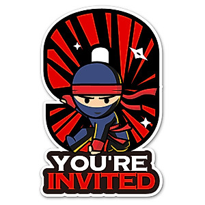 20 Ninja 9th Birthday Party Invitations with Envelopes Double Sided Ninja Shaped Fill-in Invitations Invites for 9 Year Old