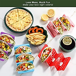 7PCS Colorful Taco Holder Stands Set of 6 or 4 - Premium Large Taco Tray Plates Holds Up to 3 or 2 Tacos Each, Taco Holders, Taco Stand, BPA Free, Dishwasher and Microwave Safe