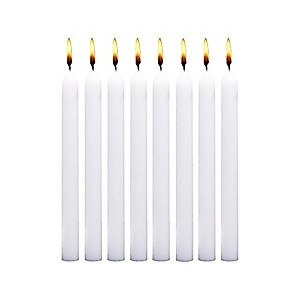 LANKER 18 Pack Taper Candles – 8 Inch Dripless Unscented Smokeless Candles – 6.5 Hours Burning Time - Decoration for Wedding, Churches, Dinner, Halloween and Christmas (White)