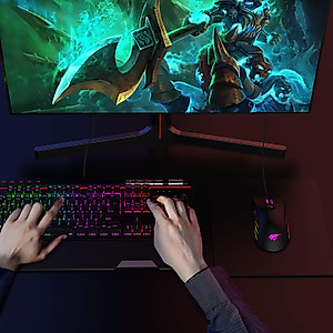 Havit Gaming Mouse Wired 7200DPI RGB Backlit Comfortable Computer Ergonomic USB Programmable Mice 1000Hz Polling Rate for Laptop Desktop PC Gamer