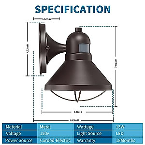 LONEDRUID Motion Sensor LED Outdoor Barn Lights Brown Exterior Wall Lantern Dusk to Dawn Outside Wall Mount Scocne Lighting Fixtures Antique Farmhouse Porch Lamp for House Patio Garage Front Door