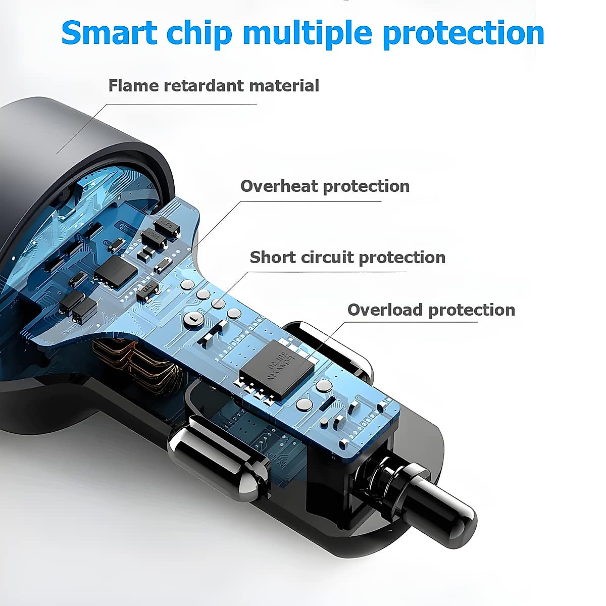 Ankuee 4 Ports USB Car Charger Adapter, Auto Portable PD 3.1/QC 3.0 Fast Charge Cigarette Lighter with Flush Fit Charging Plug, Compatible with iPhone 14 13 12, Samsung, S22 S21 (PD20W+QC3.0+2*2.4A)