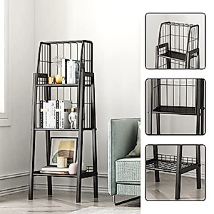 DOORXIFO Modern Industrial Bookcase Freestanding,Heavy Duty Metal Black Bookshelves Organizer for Bedroom Home Office,Black Storage Rack Book Rack.