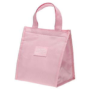 PATIKIL Insulated Lunch Bags, 8"x5"x9" Reusable Bento Bags Thermal Lunch Tote Portable Food Containers Bag for Men and Women, Pink