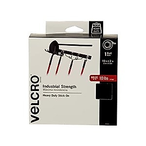 VELCRO Brand Heavy Duty Tape with Adhesive - Cut Strips to Length - Holds 10 lbs, Black - Industrial Strength Roll, Wide 10Ft x 2In - Strong Hold for Indoor or Outdoor Use