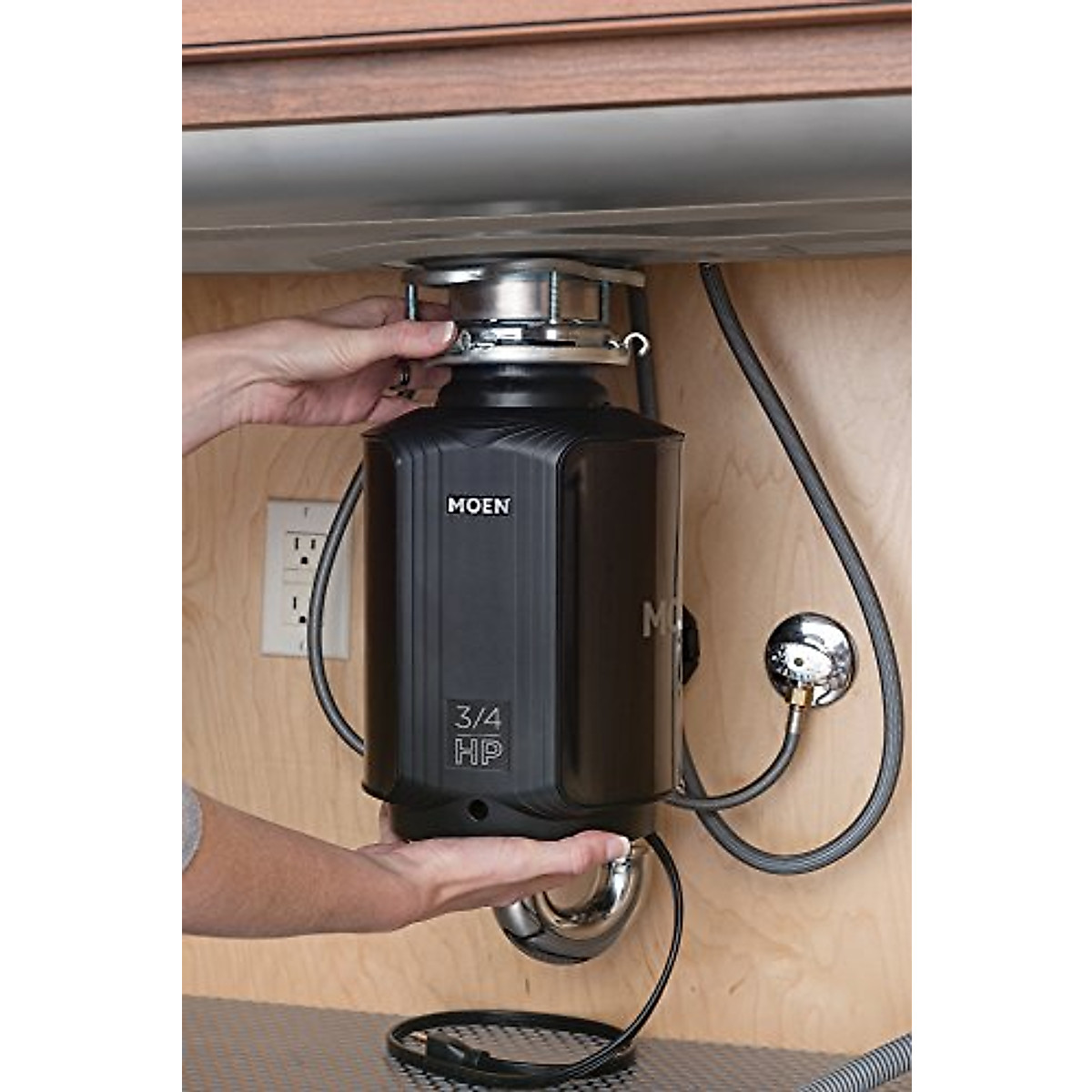 Moen GXS75C Host Series 3/4 HP Continuous Feed Garbage Disposal with Sound Reduction, Power Cord Included
