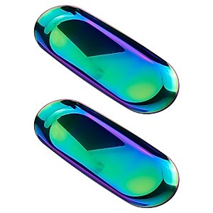 WDONAY 2 Pcs Stainless Steel Jewelry Tray Fruit Tray Storage Tray Desktop Storage Tray Metal Oval Tray Multicolor