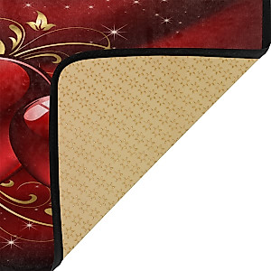 Happy Valentines Day Red Heart Love Kitchen Rugs Non-Slip Kitchen Mats 39 x 20 Inches Bath Runner Rug Doormats Area Mat Rugs Carpet Cushioned Mat for Home Decor
