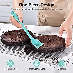 Angled Large Silicone Basting Brush, U-Taste 600ºF Heat Resistant 9.8 inch Kitchen Pastry Cooking Baking Food Rubber Head-Up Baster Brush for Oil Sauce BBQ Butter Grill Meat Egg Bread (Aqua Sky)
