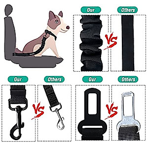 COOYOO 3 Piece Set Retractable Seatbelts Adjustable Pet Seat Belt for Vehicle Nylon Pet Safety Heavy Duty & Elastic & Durable Car Harness for Dogs