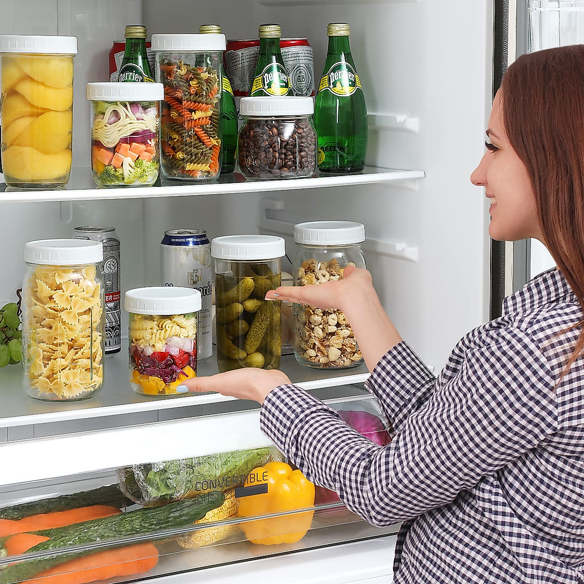 WIDE Mouth Mason Jar Lids [16 Pack] for Ball, Kerr and More - White Plastic Storage Caps for Mason/Canning Jars - Leak-Proof