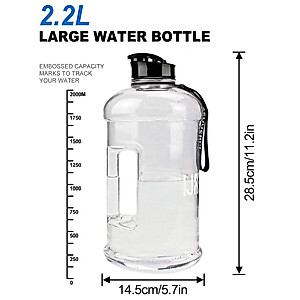 VENNERLI Water Bottle with Handle Portable Large Plastic Water Bottles for Adults BPA-free Half Gallon Water Bottle Reusable 2 Liter Water Jugs for Outdoor Hiking Fitness Travel Camping Cycling