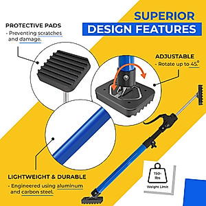 Merchy Hero 2Pcs Set Multifunctional Extension Pole Third Hand Tool with Adjustable Length Non-Slip Pads and Comfortable Foam Grip Rotating Head Supports Up to 66lbs