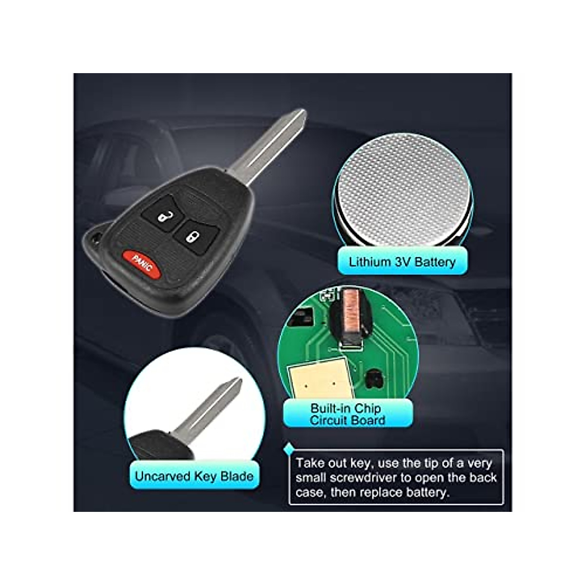 KEY2U Keyless Entry Remote Control Car Key Fob Replacement for OHT692427AA OHT692713AA (Pack of 2) Key