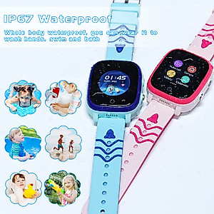 OKYUK 4G GPS Smartwatch for Girls Boys, IP67 Waterproof Sport Smart Watch Phone for Kids, with Camera WiFi Video Call Phone Call SOS Pedometer for 3-14 Age