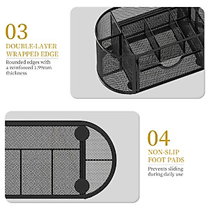 SUPEASY Mesh Desk Organizer, Desk Accessories & Workspace Organizers with Drawers, Pencil Holder for Desk with 9 Compartments for Office Suppliess, 8.6 x 4.3 x 4.1 Inch, Black