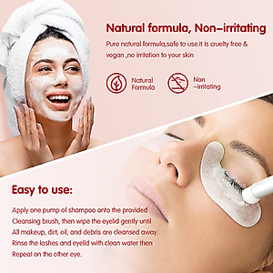 Tsingzzu Lash Shampoo For Lash Extensions With Lash Shampoo Brush 50ml Oil Free Lash Shampoo lemon scent Gentle Eyelash Extension Cleanser Lash Bath