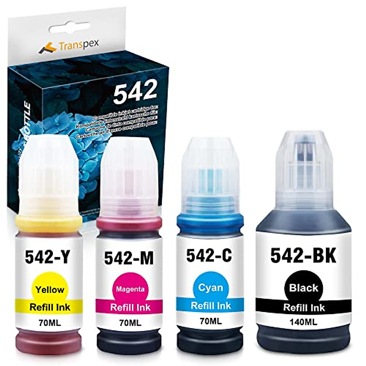 Transpex Finkbst Compatible Ink Bottle Replacement for 542 T542 EcoTank Ink Used for EcoTank Pro ET 5800 ET 5850 ET 5880 ET 16600 ET 16650 ET-5800 ET-5850 ET-5880 ET-16600 ET-16650 Printers