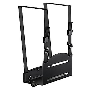Mount-It! CPU Wall Mount Bracket, Desktop Computer Tower Holder with Safety Straps, Heavy Duty Size Adjustable CPU Holder, Steel, Black, 22 Lbs Capacity, Saves Floor and Desk Space