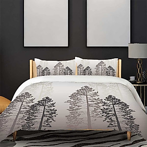 Country Microfiber Comforter Cover Set Full/Queen Size, 3Pcs Warm Taupe Duvet Cover Set Boho Comforter with 2 Pillowcases Queen(90"X90")