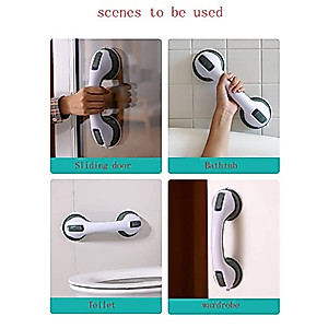 Aladding Shower Handle -12 inch Bathroom Rod, Handles Suction, Grab bar,Over-Blue Lock Safety Suction Cup, Elderly Handle, Auxiliary Supplies（2pcs）, hk-7