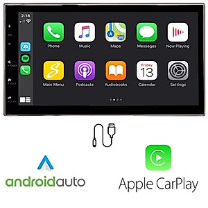 6.8" Ford F-150 (2009-2014) Double Din Car Stereo Kit with Dash Kit, Anntenna Adapter, Apple CarPlay, Android Auto, Bluetooth Naviagtion, Camera Input (Black with Steering Wheel Controls)