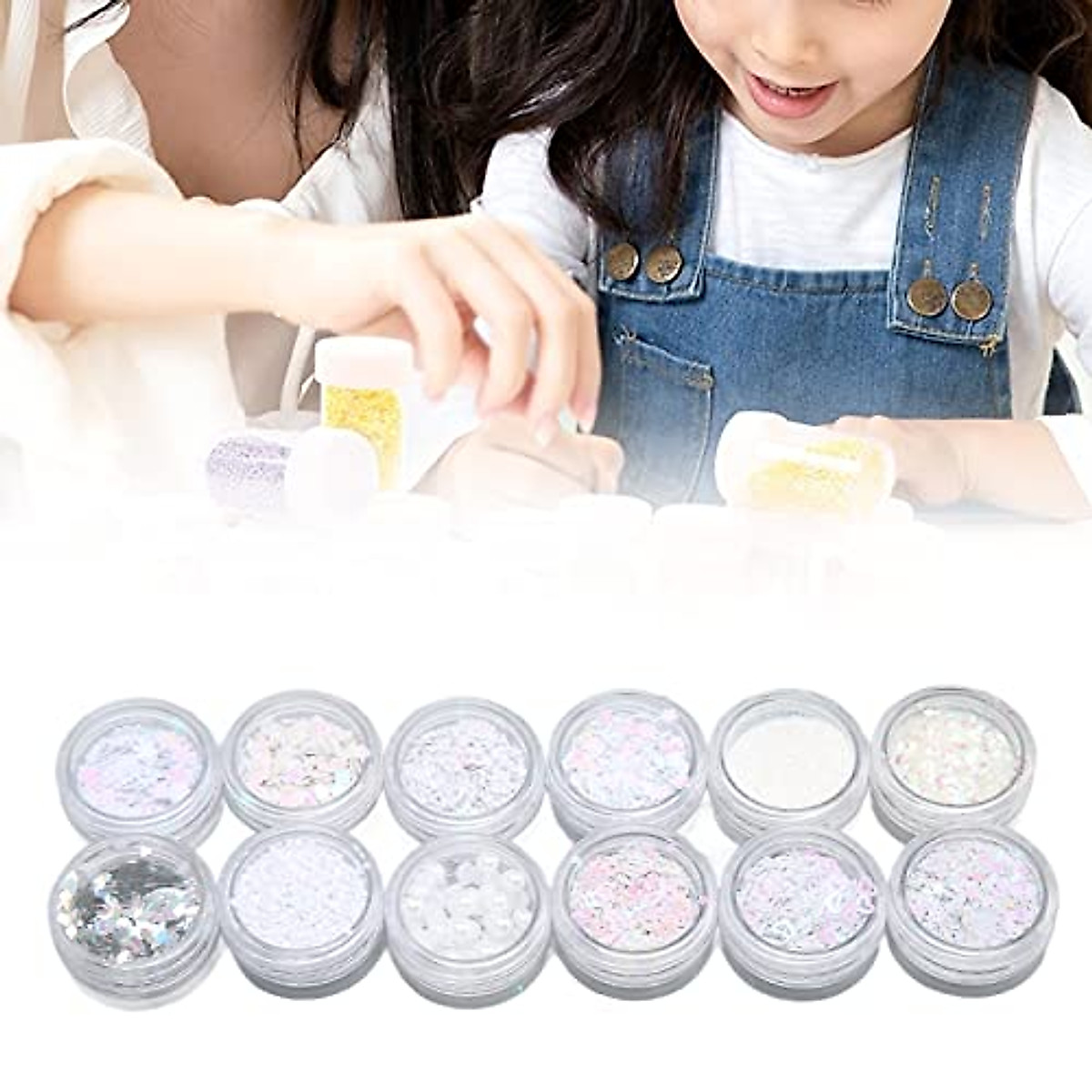 Craft Glitter Sequin, High Flash Glitter Sequins Set for Homemade Cards (White)