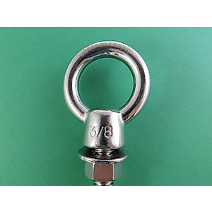 US STAINLESS 2 Pieces Stainless Steel 316 (Shape Type 307) Lifting Eye Bolt 3/8" UNC x 120mm Marine Grade Pitch of 16