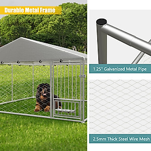 Tmsan Dog Kennel Outdoor, Dog House with Waterproof Roof & Secure Lock, Large Dog Crate Fence, Outside Pet Playpen for Chicken, Rabbit, Cat, 10ft