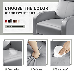 Homall Recliner Chair, Recliner Sofa for Adults, Recliners Home Theater Seating with Lumbar Support, Reclining Sofa Chair for Living Room (Leather, Grey)