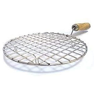 JAGMOR roasting-pans, Stainless Steel Multi-Functional Wire Steaming Cooling and Baking Barbecue Rack, Round Roti Grill, Papad Grill, Roti Jali, Chapati Grill Round (13 inch)