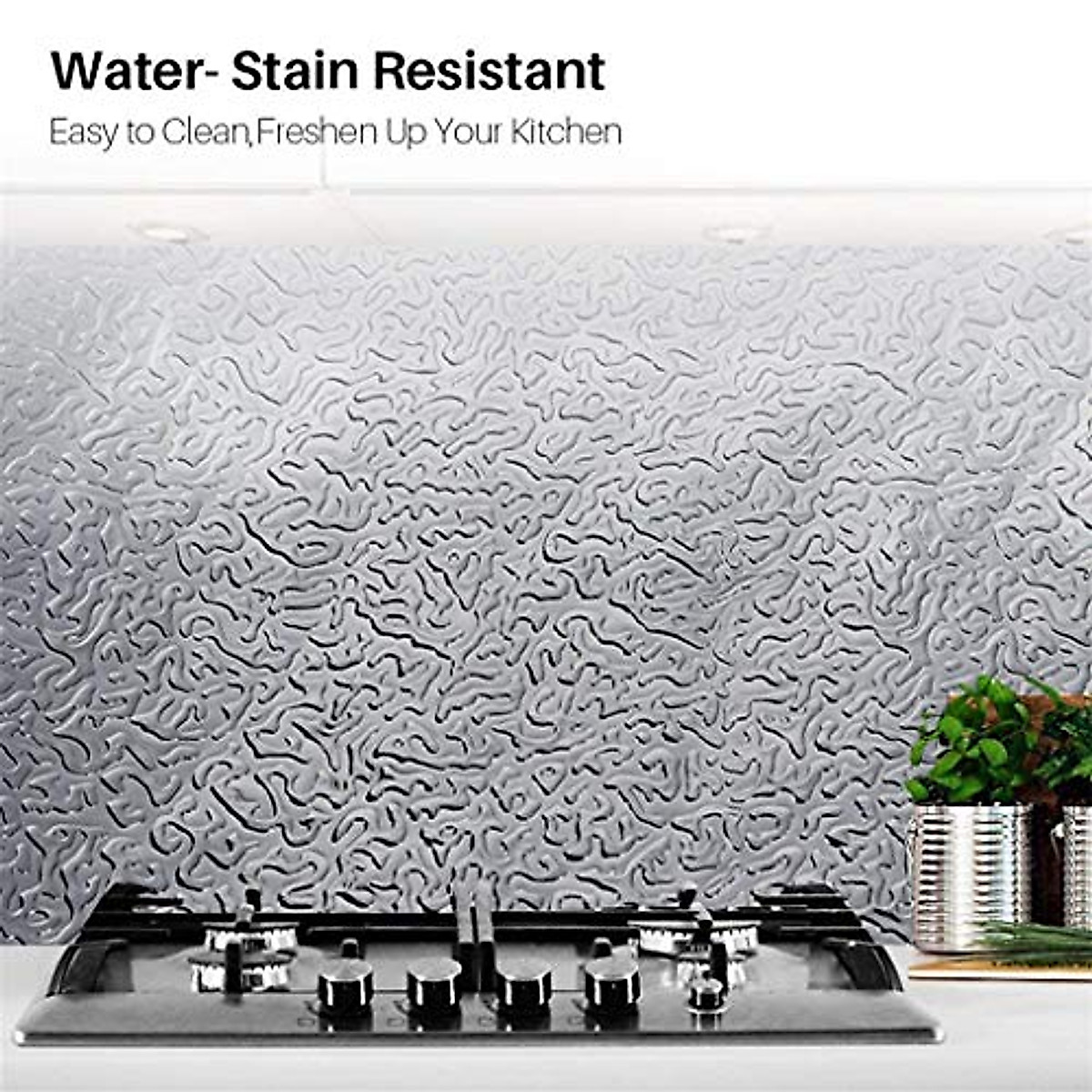 Gneric Kitchen Backsplash Aluminum Foil Wall Paper Oil-Proof Wall Sticker DIY Self-Adhesive for Stove Cabinet Countertop Drawer (40*100cm, 1Pc)