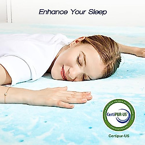 Mattress Topper Twin - 2 Inch Memory Foam Cooling Gel Swirl Infused Bed Topper for Back Pain, CertiPUR-US Certified