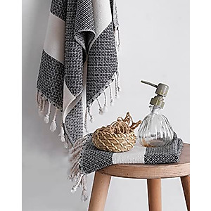 Die Caprie Turkish Hand Towels Set of 2 | 100% Cotton, 16 x 40 Inches | Decorative Bathroom Towel for Hand, Face, Gym, Yoga, Dishcloth, Kitchen and Bath(2 Hand Towels, Black)