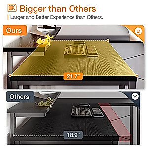 ODK L Shaped Gaming Desk, 61" Corner Computer Desk with Monitor Stand & Storage Shelf, Sturdy Home Office Desk, Black