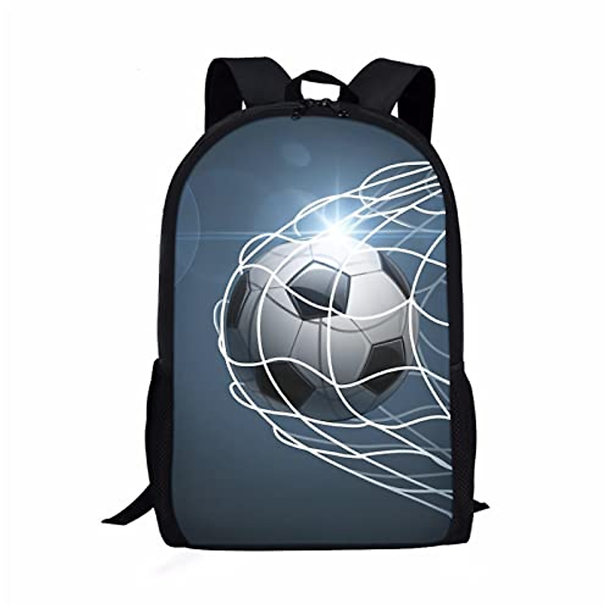 STUOARTE Soccer Ball Backpack for Boys, 3 Pcs 3D Soccer Ball School Bags with Lunch Box Pencil Case for Teens Children, Lightweight Large Students Shoulder Bookbag for Middle School