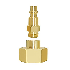 Hooshing 2PCS Brass Winterize Sprinkler Systems Air Compressor 1/4" Quick Connect Plug to 3/4" GHT Garden Hose Faucet Blow Out Adapter For RV, Camper