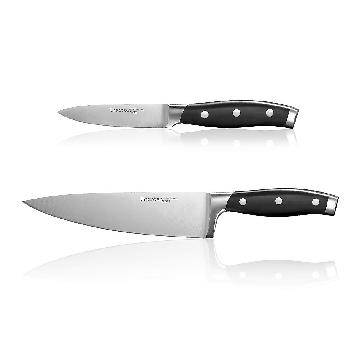 linoroso Classic 2-Piece Cooking Knife Set | 2-Piece German Knife Set with 8" Chef's Knife & 3.5" Paring Knife | Ultra Sharp Forged German High Carbon Stainless Steel Kitchen Cook's Knife Set
