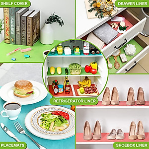 [Extra Large] Refrigerator Liners, 17.5" x 23.2" Refrigerator Liners Washable for Shelves, Cuttable Fridge Shelf Liners for Kitchen Cabinets, Refrigerator Drawer Cupboard Liners - 9 Pcs