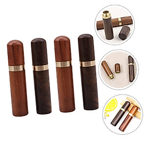EXCEART 4Pcs Sandalwood Storage Box Wooden Needle Holder Crochet Hook Holder Yarn Needle Wooden Crafts Wood Crafts Sewing Needles Holder Needle case Sewing Tool Storage bin Mahogany