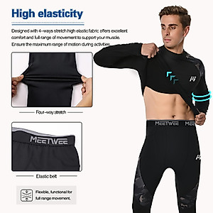 MEETWEE Thermal Underwear for Men, Fleece Lined Base Layer Set Cold Weather Ski Gear Top & Long Johns for Skiing Motorcycle Camo