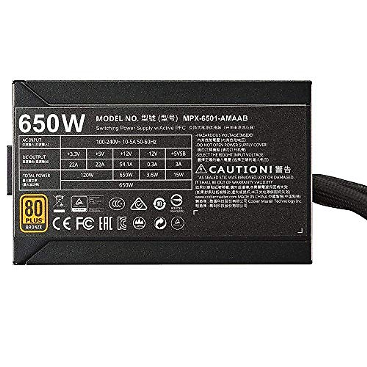 Cooler Master Watt 650 Watt Semifanless Modular Power Supply, 80 PLUS Bronze Certified Power Supply for Computers