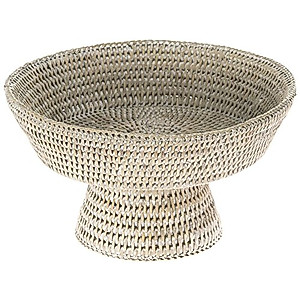 KOUBOO La Jolla Rattan Fruit Bowl, 10.5 inches x 10.5 inches x 6 inches, White Wash