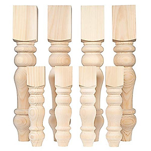 CAROLINA LEG CO. Curvy Dining and Bench Combo - Unfinished American Pine - Set of 4 Dining and Bench Legs - Made in North Carolina