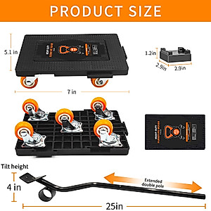 Furniture Lifter Movers Tool Set, 360° Rotation Furniture Dolly Heavy Duty, Furniture Movers with 5 Wheels, Maximum Load 1200 Lbs, for Moving Heavy Furniture, Refrigerator, Sofa (4 Pack)